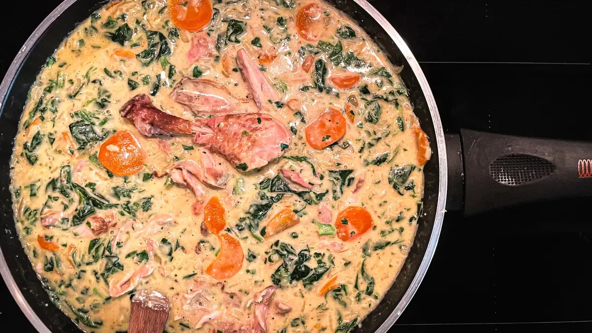 Smoked BBQ Chicken Soup with Rice and Parmesan